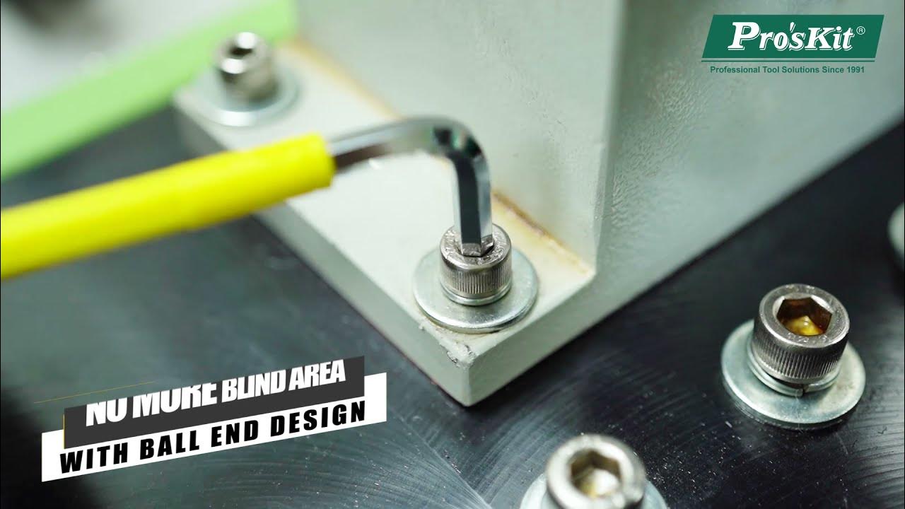 Pro'sKit HW-230BL 9PCS Color Code Extra Long Arm Ball Point Hex Key Set - YouTube