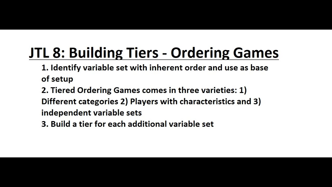 Tiered Ordering Games | 8 | - YouTube