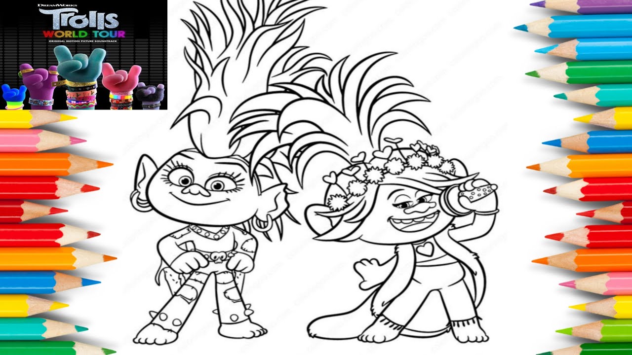 Poppy and Queen Barb are singing | Trolls 2 world tour coloring pages ...