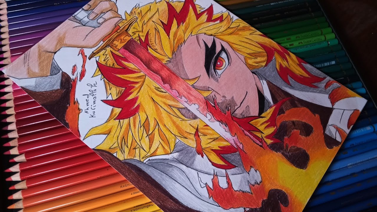 Drawing Rengoku Kyojuro from Demon Slayer | Kimetsu no Yaiba - YouTube
