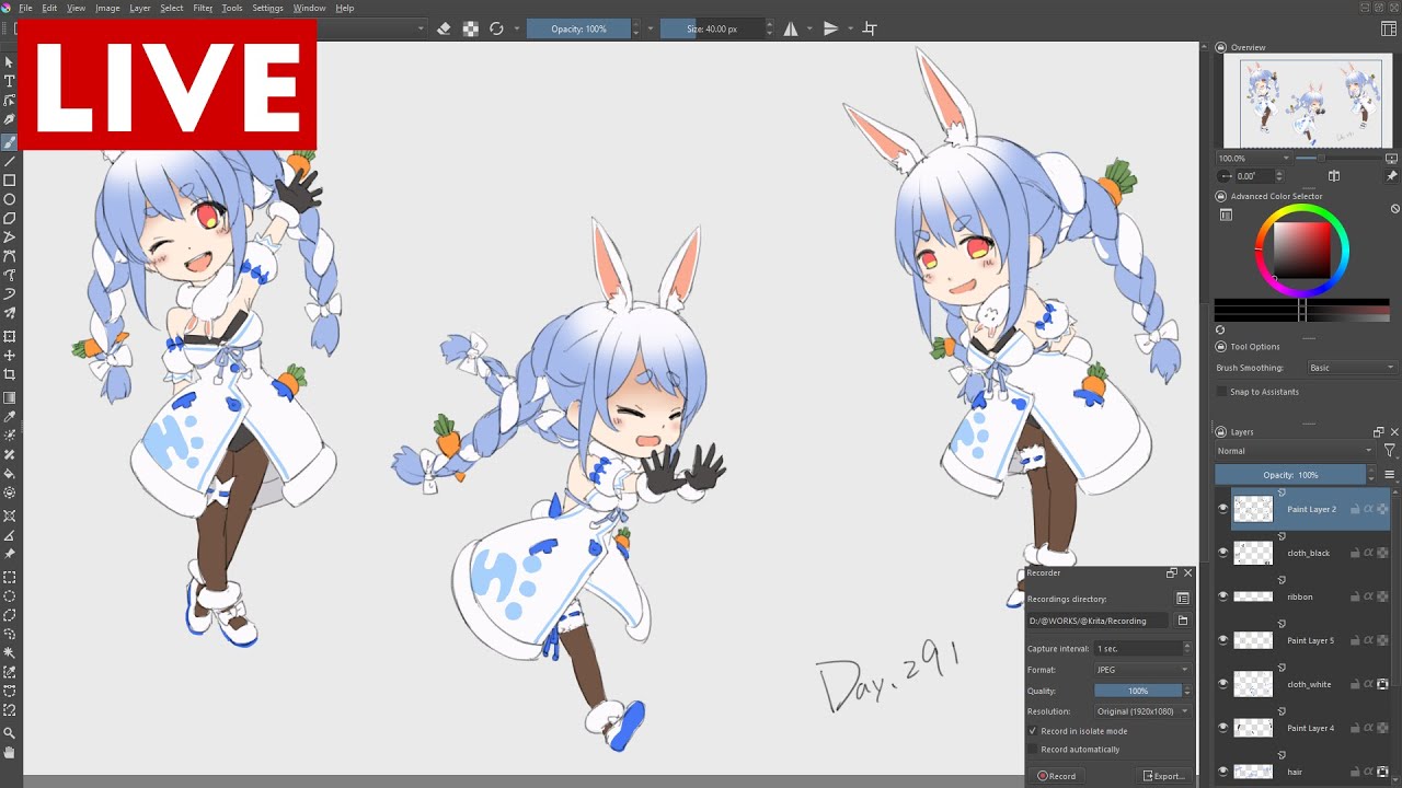 LIVE實況：draw pekora for a week in a row, day 2 | 連續畫一週的兔田佩克拉，第二天 - YouTube