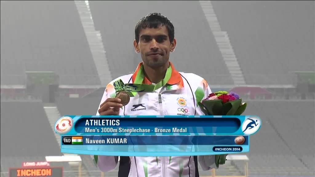 NAVEEN KUMAR 3000M SC BRONZE MEDAL - YouTube