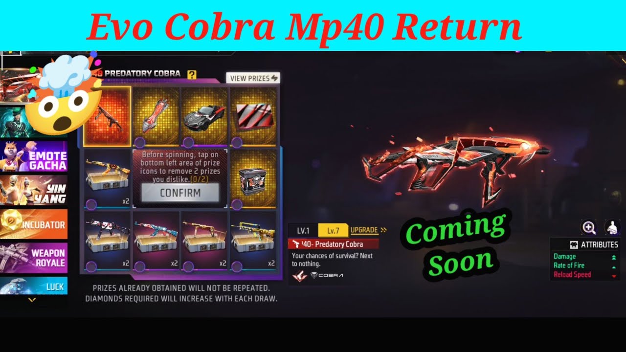 Cobra mp40 Return Free Fire | Free Fire Cobra Mp40 Return | FF New ...