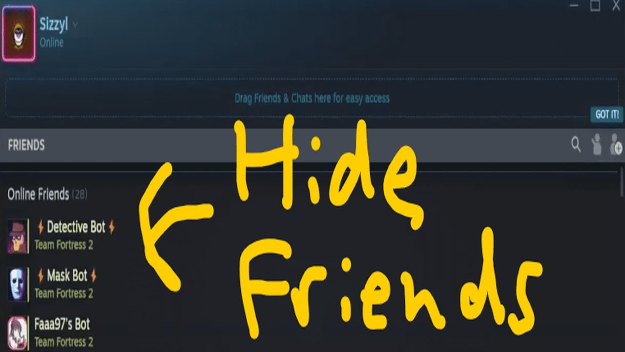 How to hide specific friends on your steam friends list - YouTube