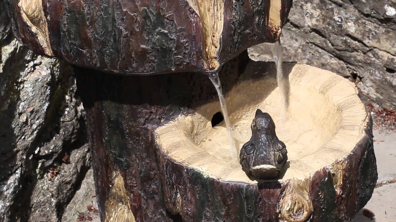 Smart Solar Tree Trunk Fountain - YouTube