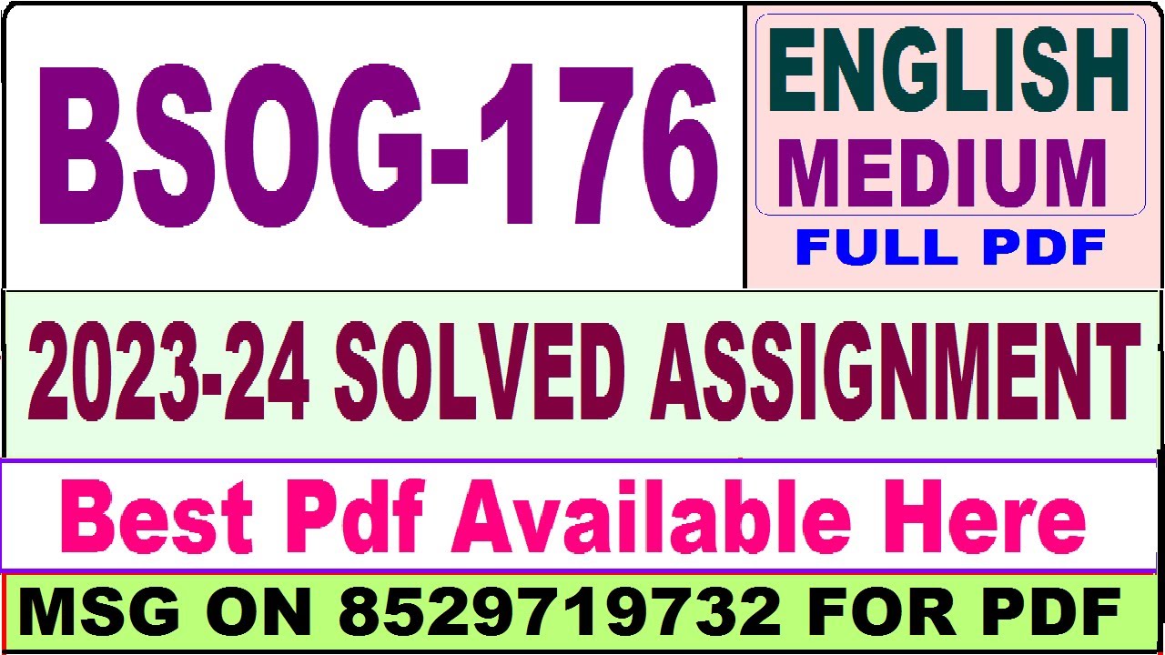 bsog 176 solved assignment 2023-24 || bsog 176 solved assignment 2024 in English || bsog 176 ...