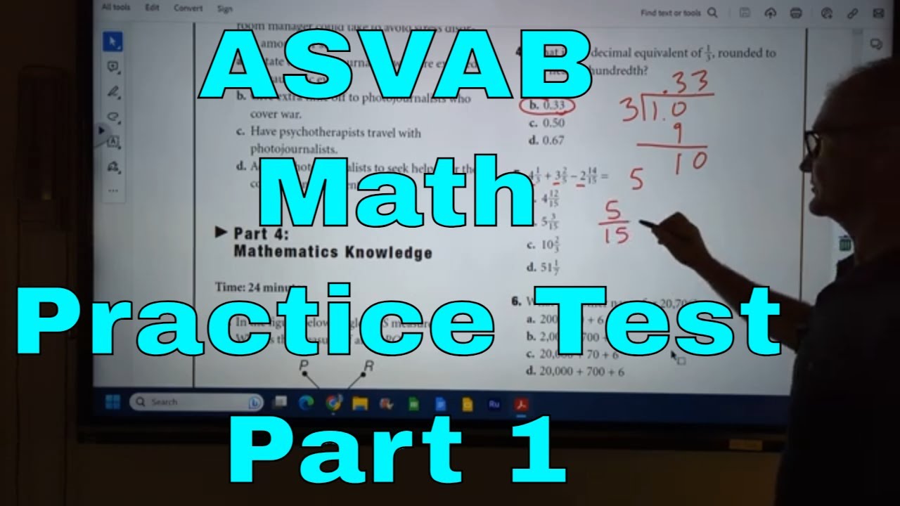 ASVAB Mathematical Knowledge Practice Exam Part 1 - YouTube