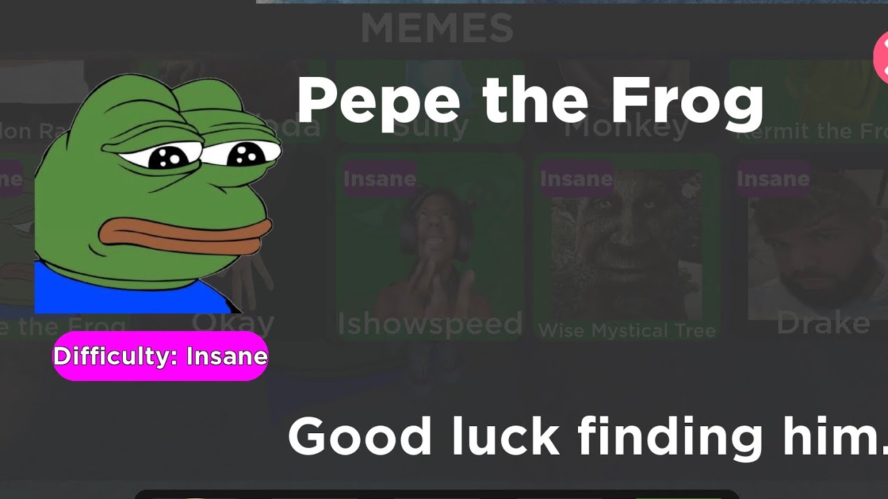 PEPE THE FROG FIND THE MEMES ROBLOX - YouTube