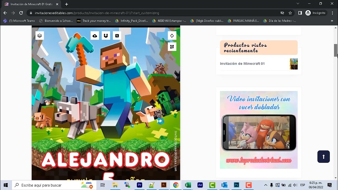 Invitación De Fiesta De Cumpleaños De Minecraft Para Imprimir En Tarjetas