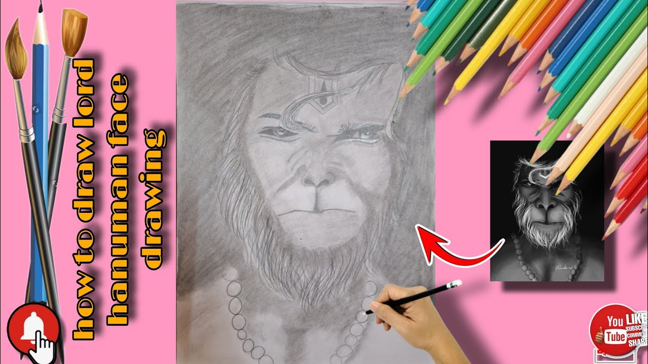 how to draw lord hanuman face drawing|#pencil sketch #viralvideo ...