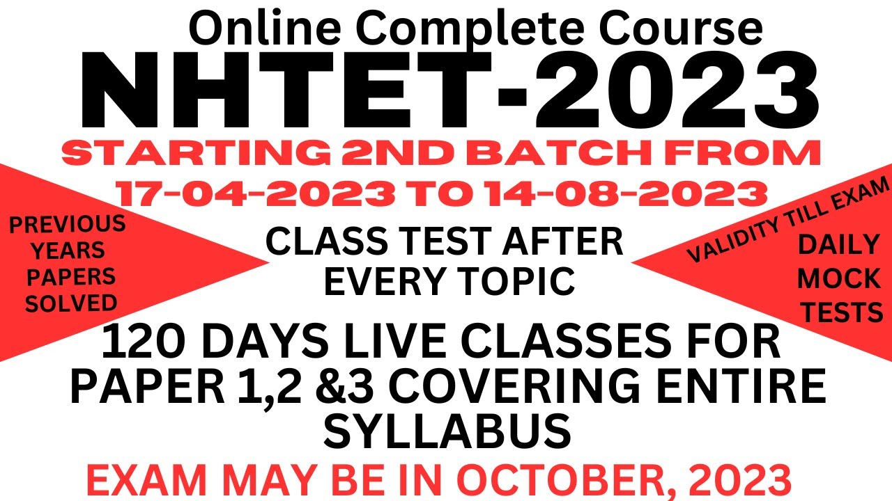 NHTET 2023 Complete Course live classes, NHTET Previous years question ...