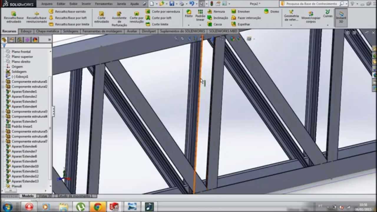 Aula 102 - Criando Treliça com Duplo Travamento - Solidworks - Marcelo ...