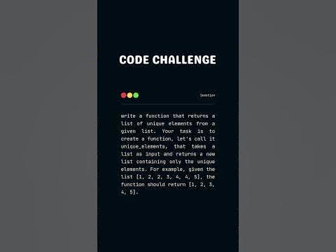 Code Challenge: Unique Elements | #codinginterview #codemastery #codingtechnique #coding #python ...