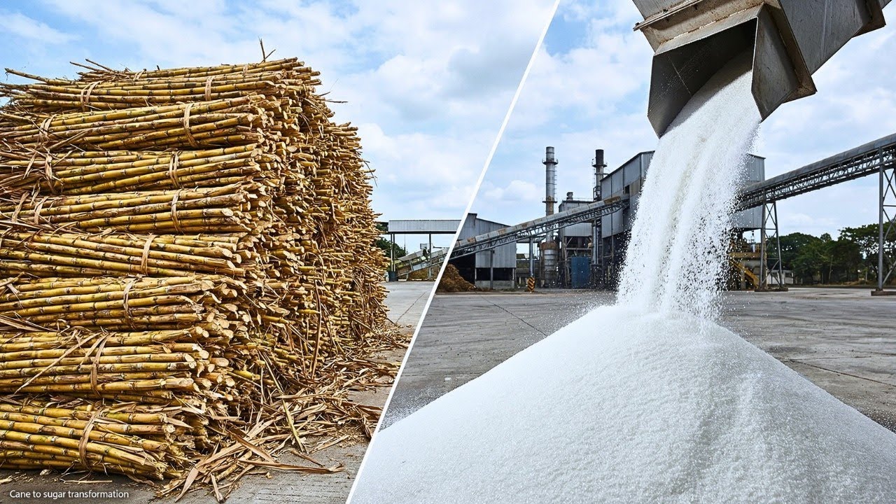 How Sugar Is Made From Sugarcane | Inside a Massive Sugar Factory (Full ...