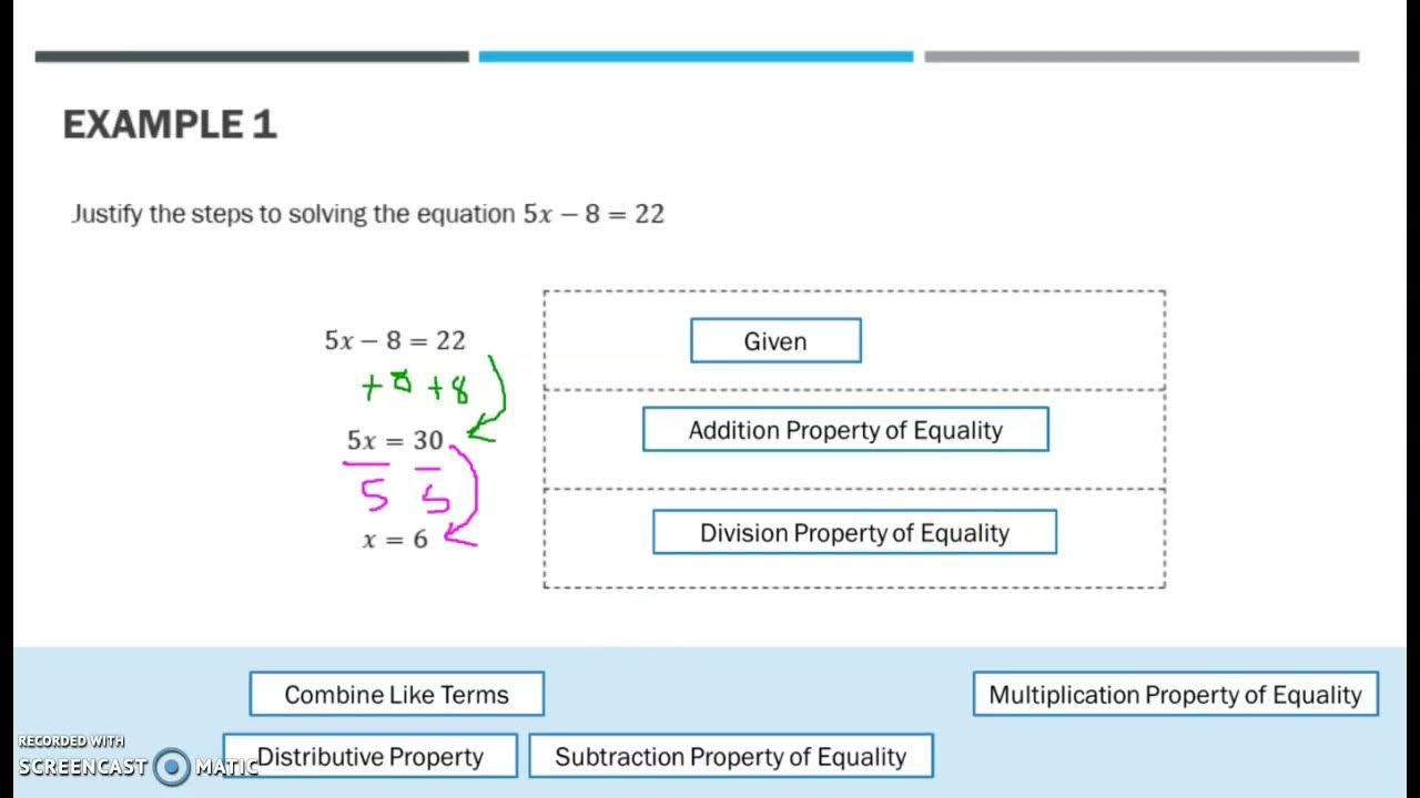 Algebra: Justify Steps to Solving Equations - YouTube