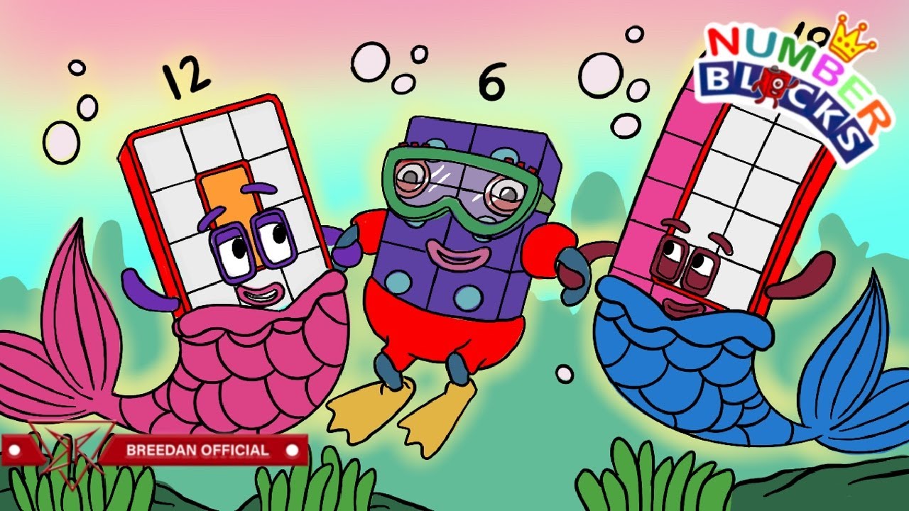Numberblocks How To Draw Numbers 12 18 6 Diver Meet Mermaid - YouTube