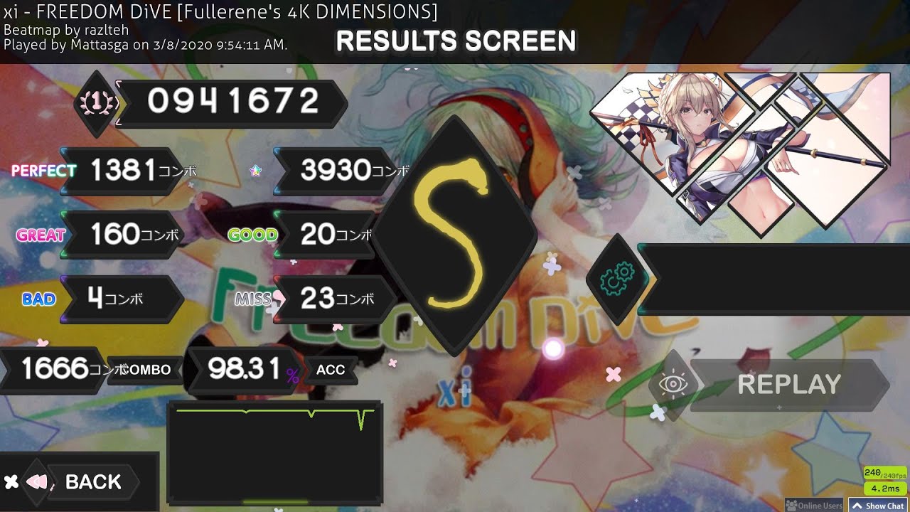 osu!m - xi - FREEDOM DiVE [Fullerene's 4K DIMENSIONS] - YouTube