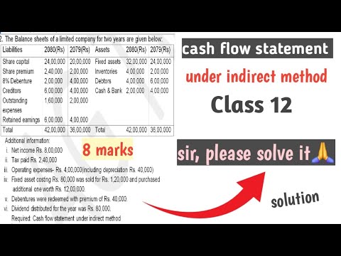 Indirect Method||Cash flow statement solution||Class 12||2069 Supp ...