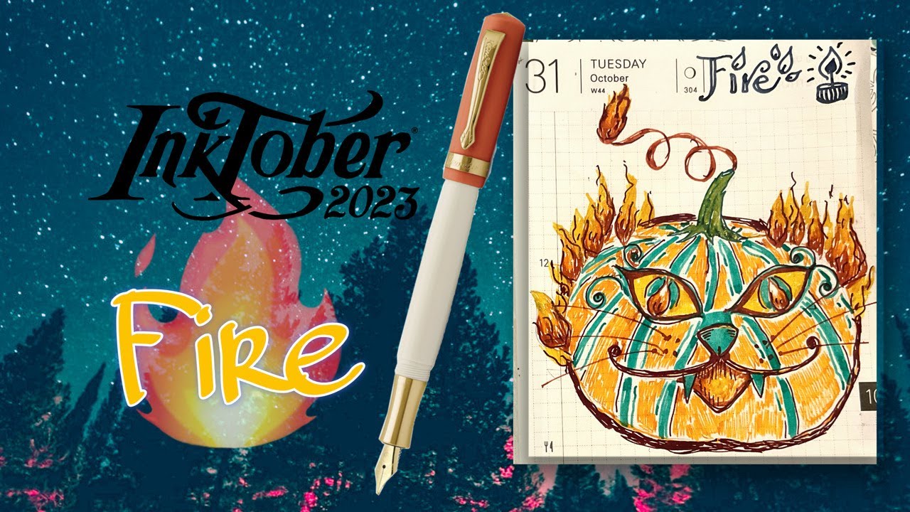 INKTOBER 2023 [ ️‍🔥 FIRE 🔥] [ DAY 31] with FOUNTAIN PENS - YouTube