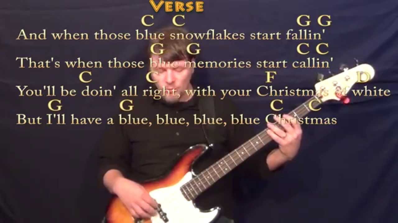 Blue Christmas - Bass Guitar Cover Lesson in C with Chords/Lyrics - YouTube