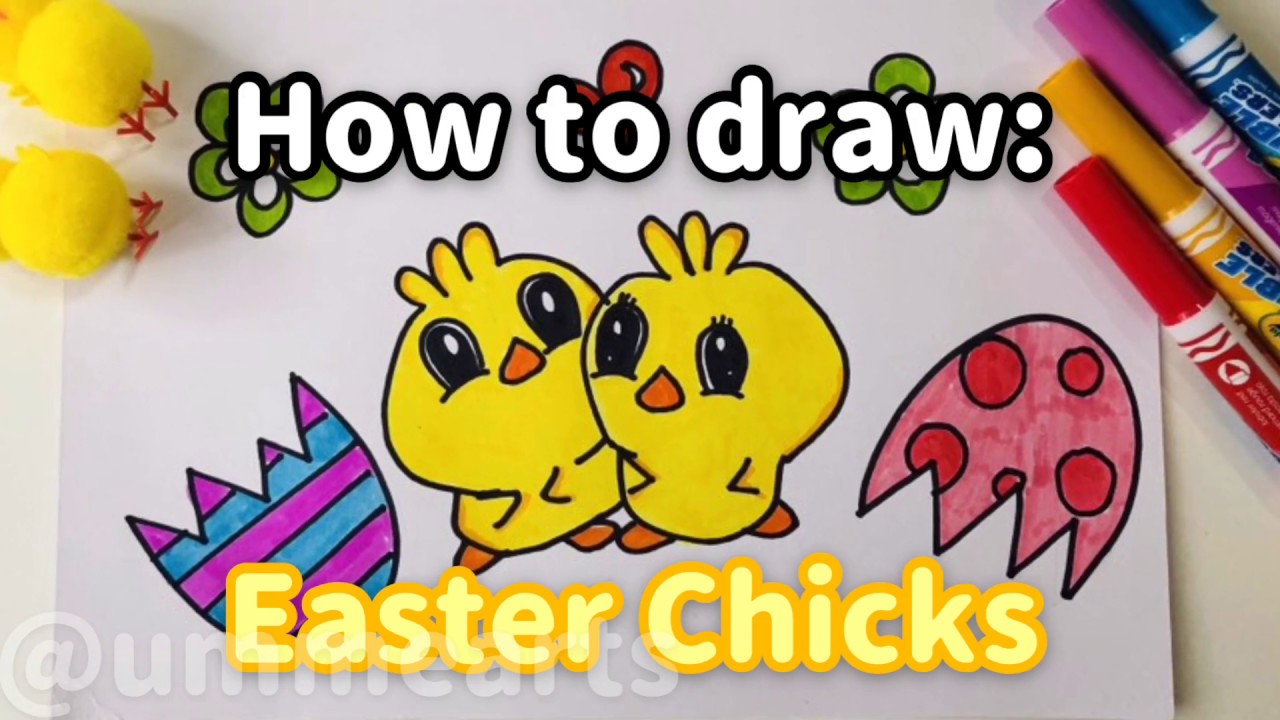 How To Draw: Cute Easter Chicks | GIVEAWAY ALERT!! - YouTube
