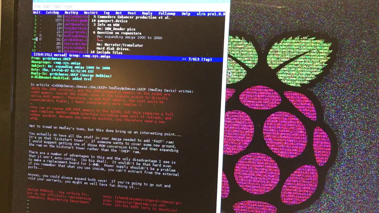 Usenet and BBS via Raspberry Pi 2 and Apple //c - YouTube
