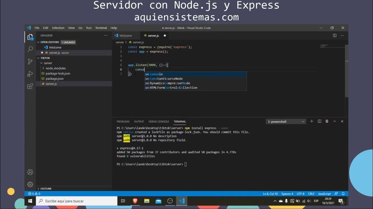 Montar un servidor Node js en 60 segundos - YouTube