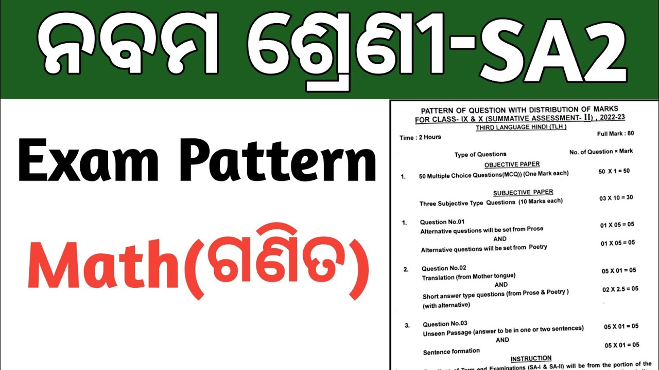 sa2 exam 9th class 2023 math exam patern | 9th class sa2 question paper ...