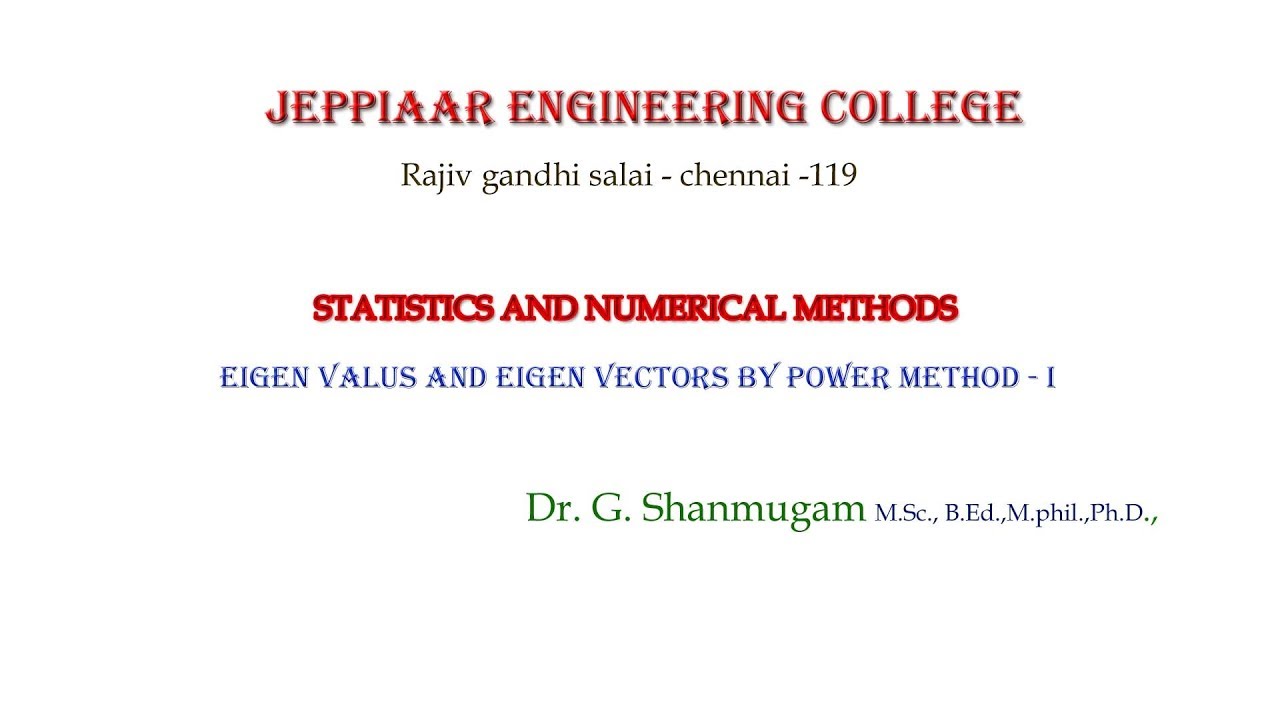 Eigen Value and Eigen Vector by power method 1 - YouTube