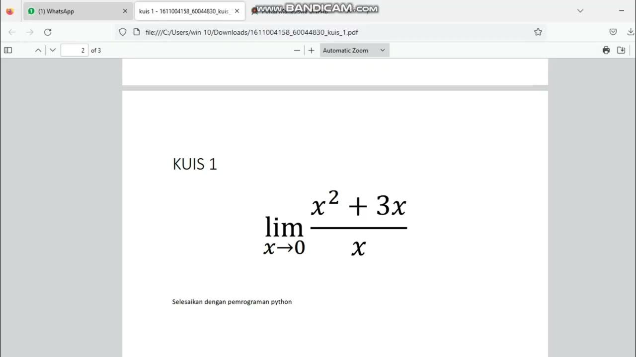 KUIS Menyelesaikan Soal LIMIT menggunakan Bahasa Pemrograman PYTHON 👇👇👇 ...
