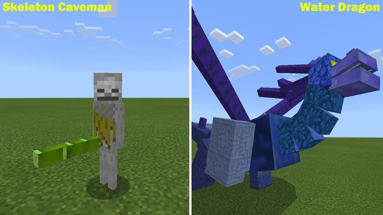 New SECRET MOBS in Minecraft PE (Caveman Skeleton, Dragons and more ...