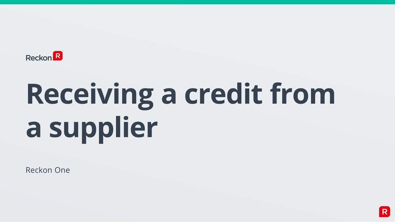 RECKON ONE - How do I process receiving a credit from a supplier? - YouTube