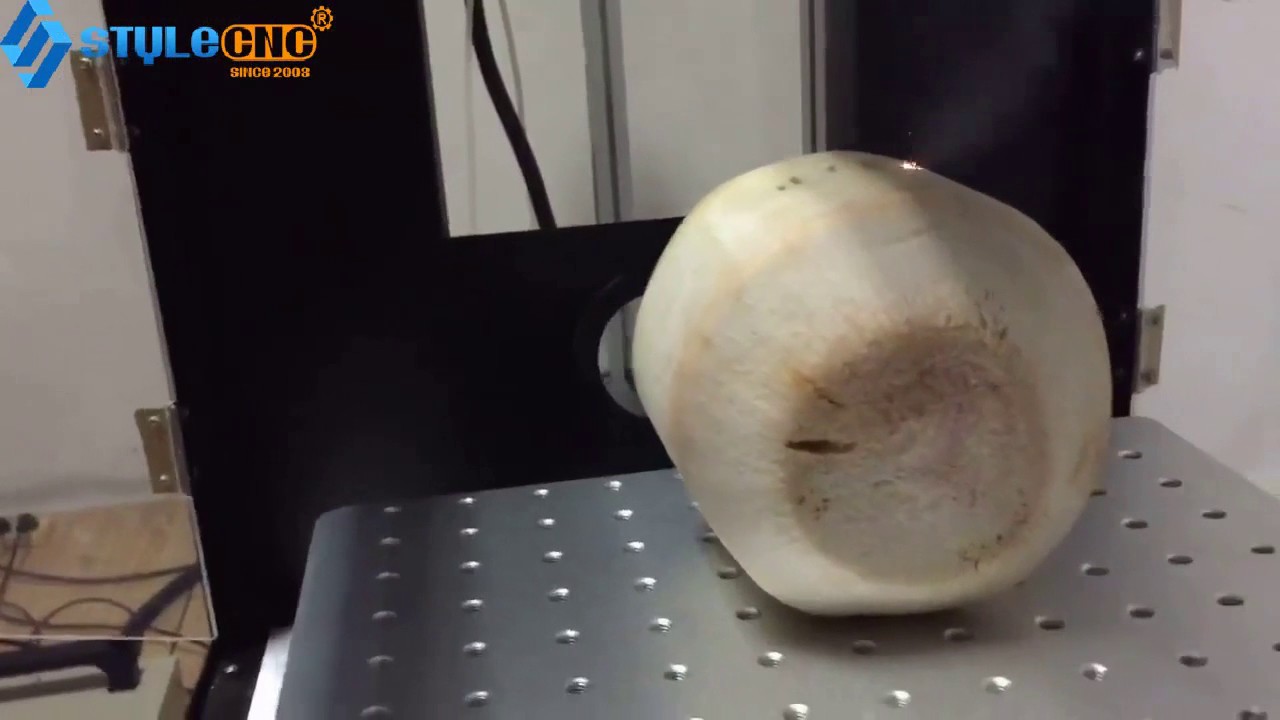 STYLECNC® co2 laser engraving machine for marking coconut - YouTube