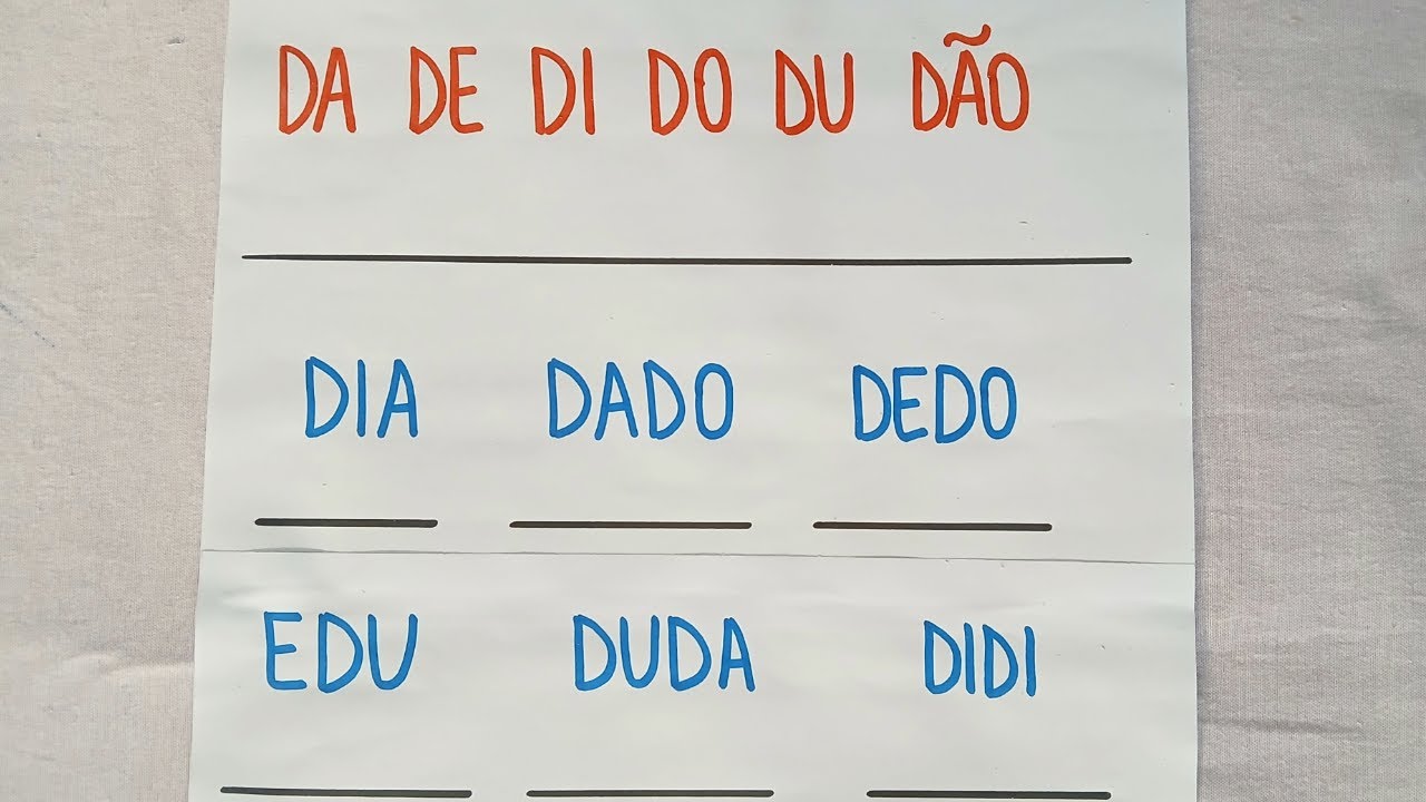 Reforço - Lendo e Escrevendo Palavras com DA DE DI DO DU DÃO ...