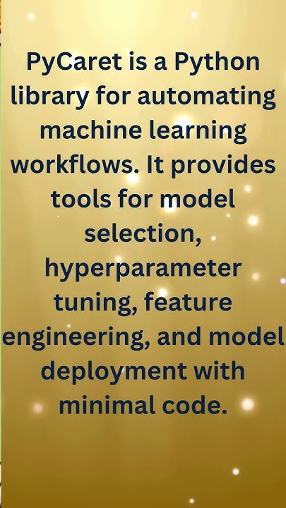 PyCaret: Automated ML Workflows - YouTube