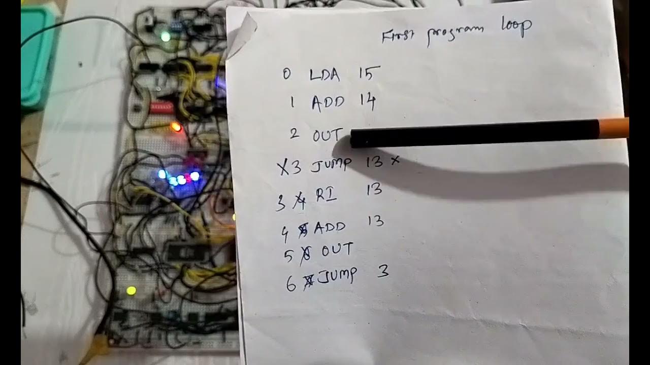 8 bit breadboard computer first loop program - YouTube
