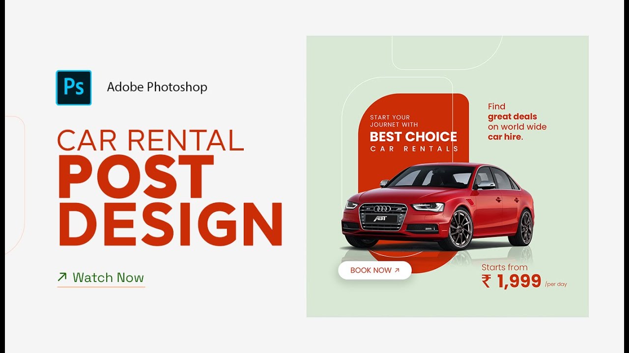 Car rental Service Banner / Social Media Post Design in Photoshop - YouTube