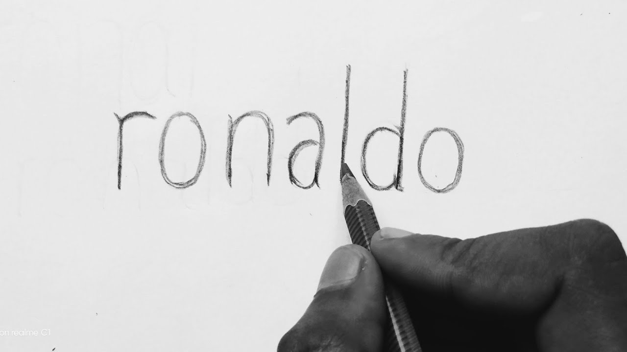 How to draw ronaldo with his name || How to draw RONALDO by word r o n ...