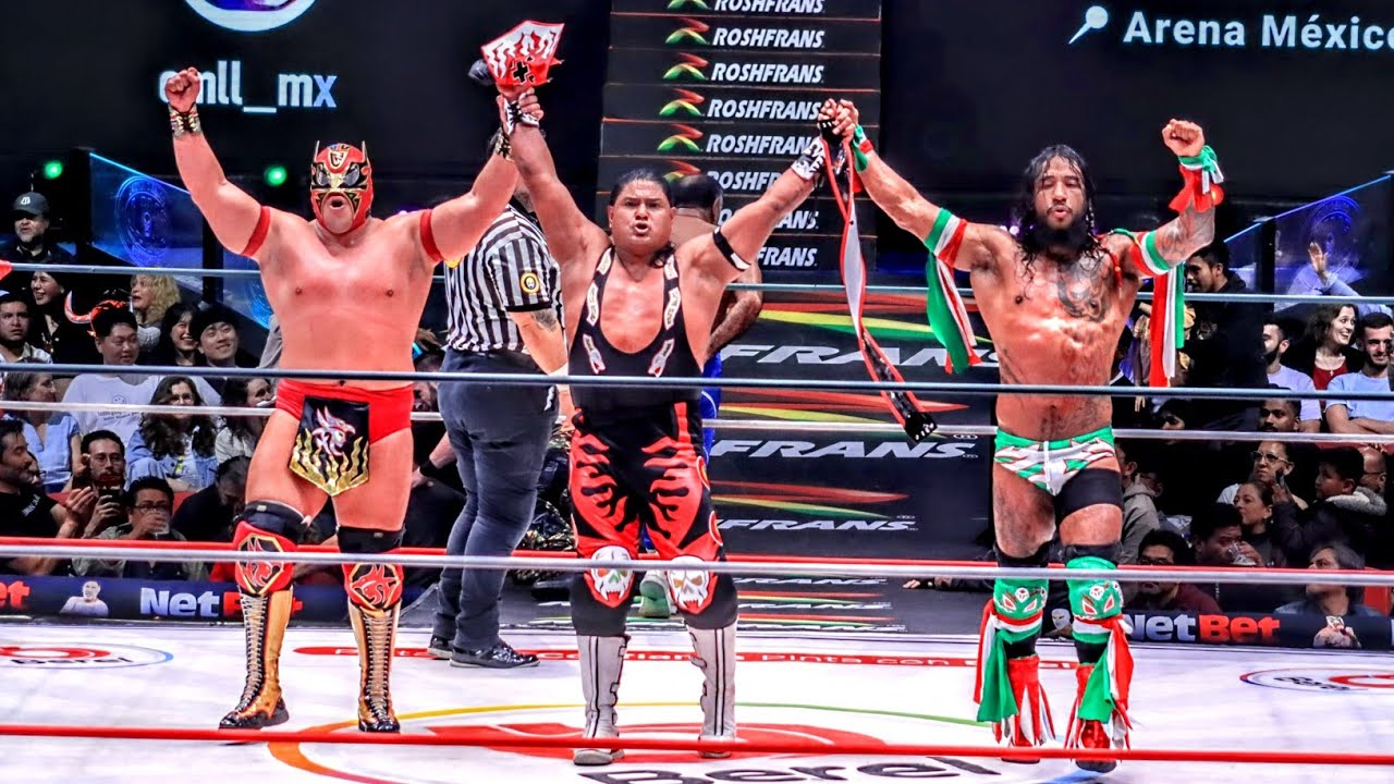 CMLL Gran Guerrero, Stuka Jr y Dragon Rojo Jr vs Atlantis, Blue Panther ...