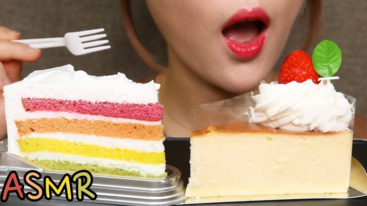 [ASMR] Cheese ＆ Rainbow Cake !! EATING REALSOUNDS MUKBANG (No Talking ...