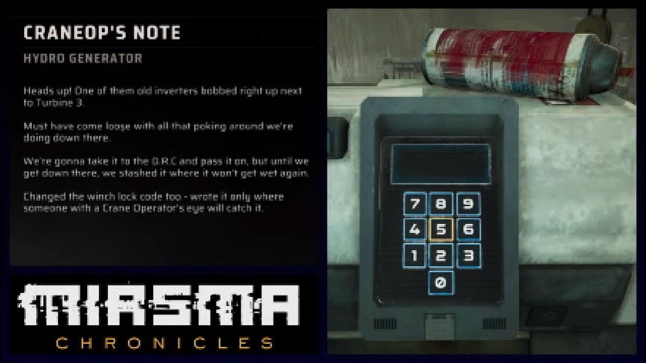 Hydro Generator Key passcode in MIASMA CHRONICLES - YouTube