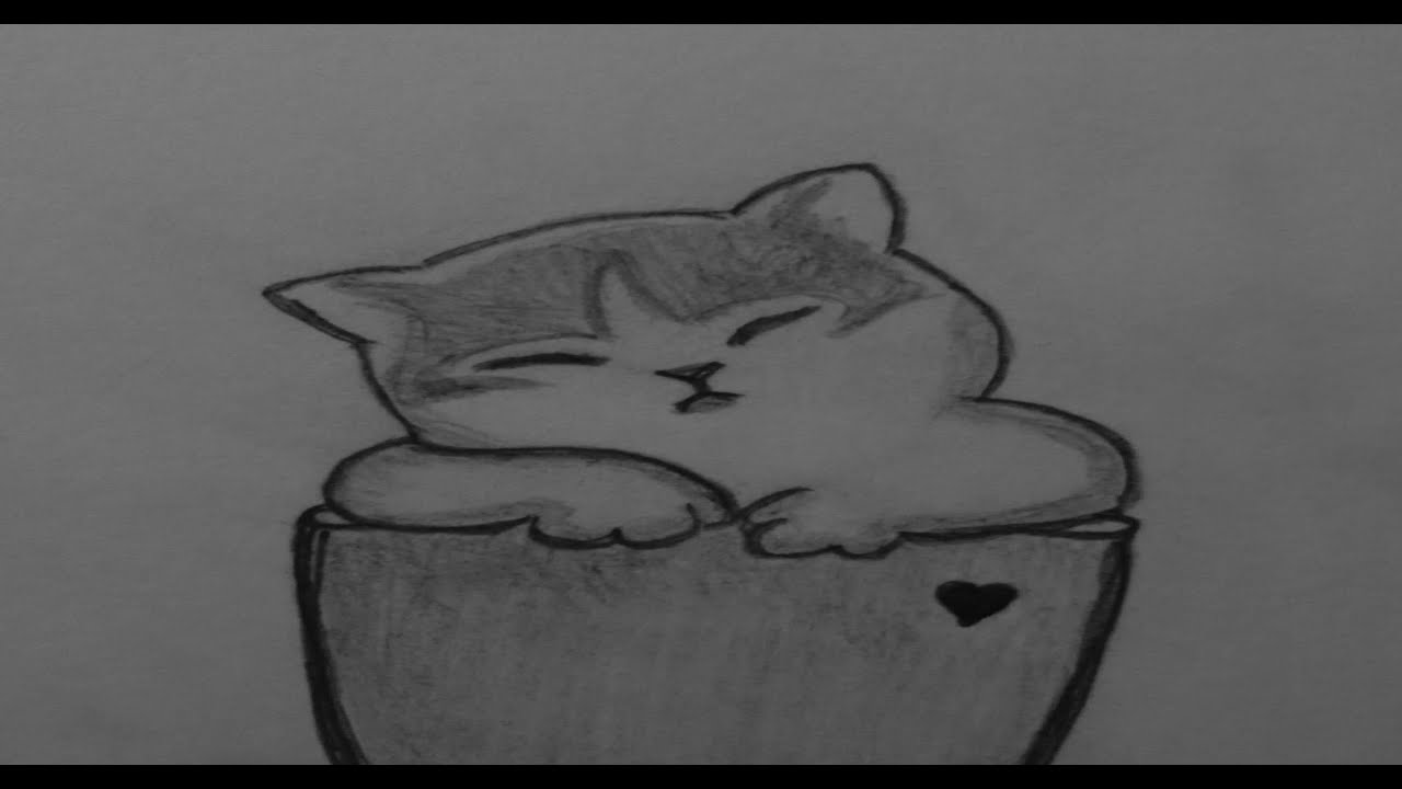 How To Draw A Cat in bucket || Easy step by step sketch guide || Lets ...