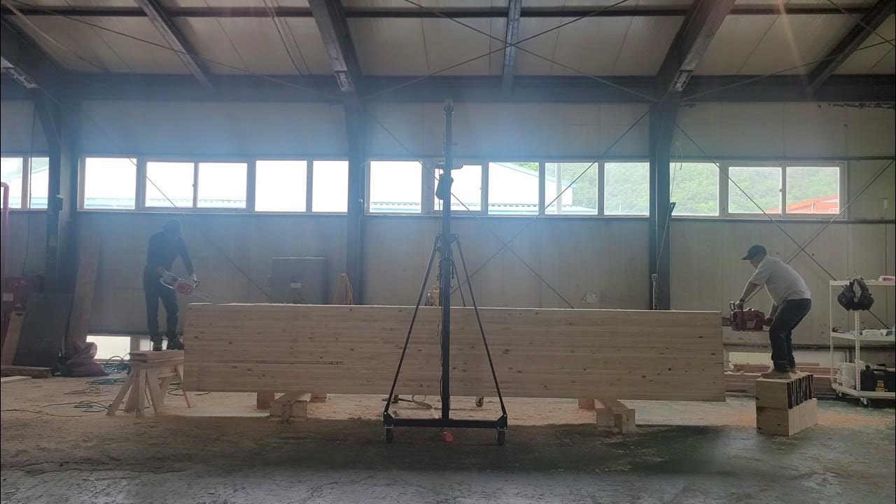 팀버솔루션 masstimber 프리컷 글루램 CLT 중목 STIHL250C 허스크바나 - YouTube