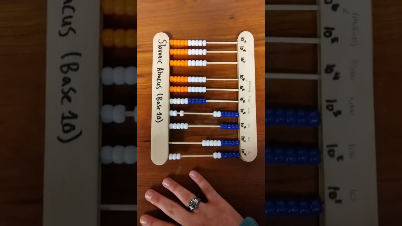 Slavonic (Base 10) Abacus Problem: 7,655-4,758=2,897 - YouTube