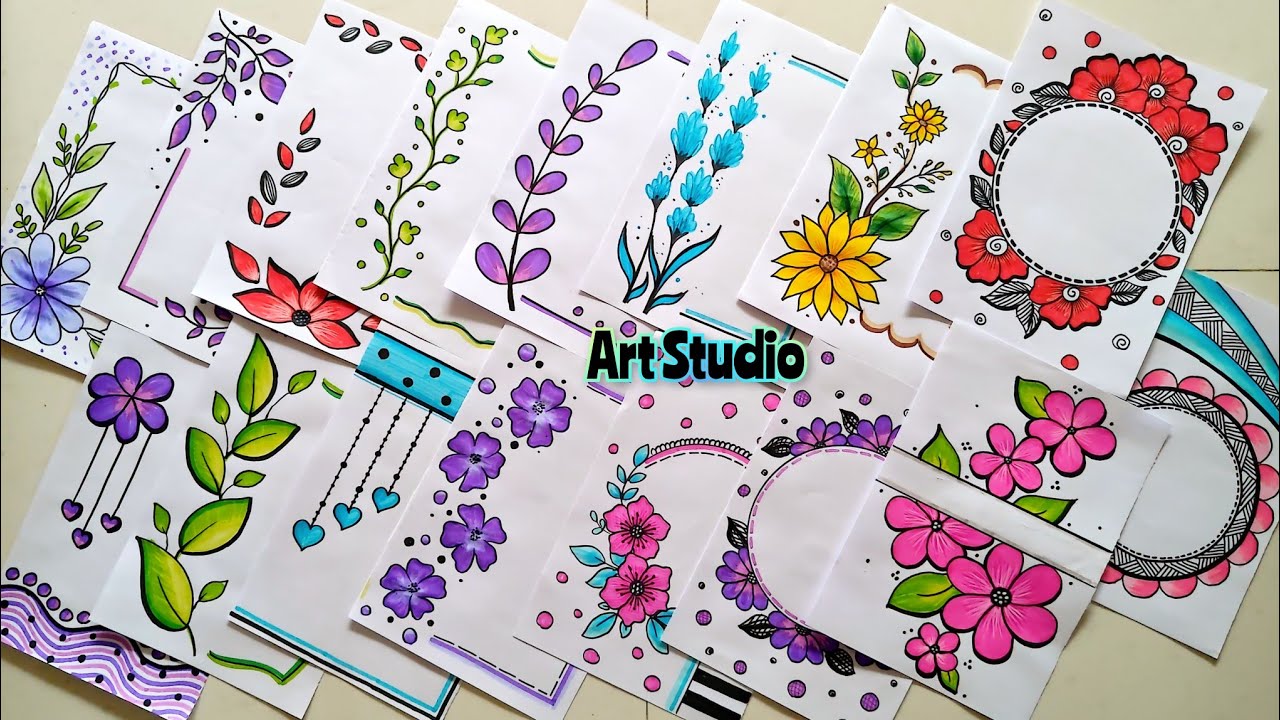 20 BEAUTIFUL BORDER DESIGNS/PROJECT WORK DESIGNS/A4 SHEET/FILE/FRONT ...