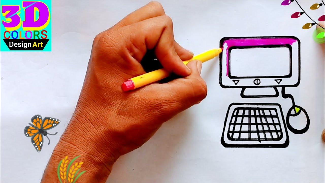 How To Draw Computer LCD for kids | Bolalar Uchun Leptop Rasm Chizis ...