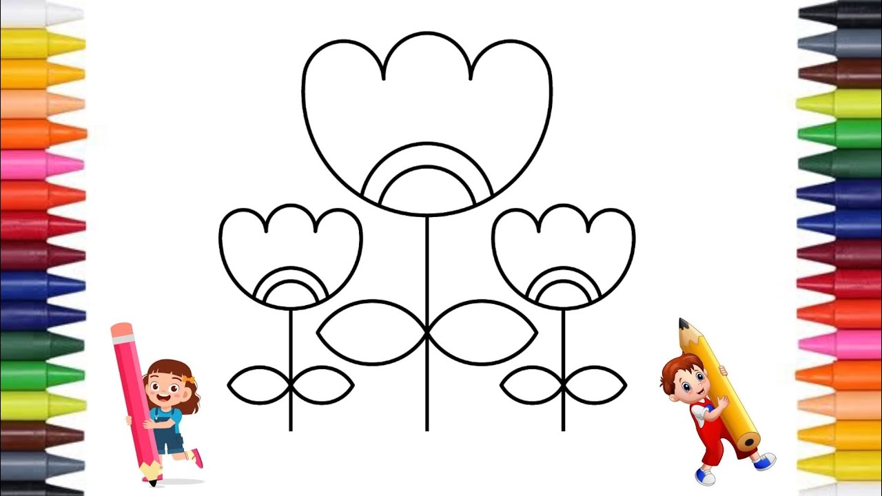 BELAJAR MENGGAMBAR & MEWARNAI " BUNGA CANTIK " UNTUK ANAK-ANAK & BALITA ...