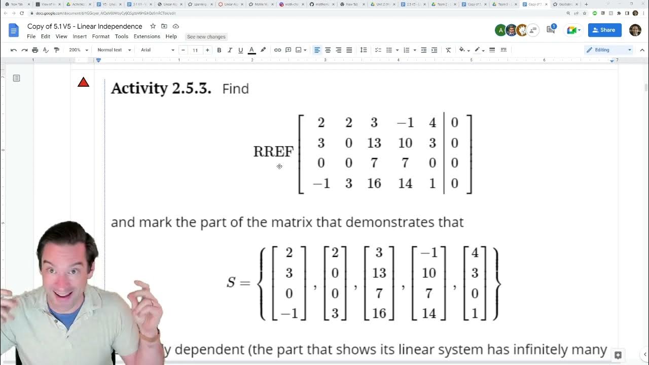 202.2.5.3 How does RREF Tell Us About Linear Independence? - YouTube