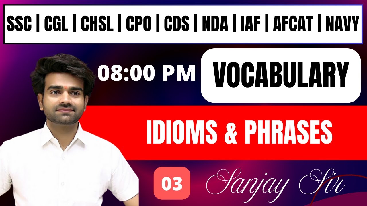 Vocabulary Class #03 | 100% Marks की Guarantee | Defence, SSC, CGL ...