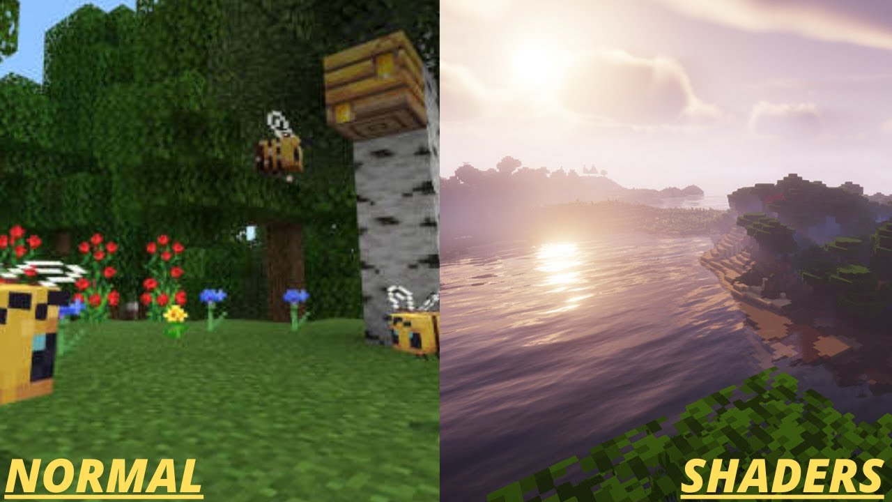 Normal Minecraft Vs Shaders Minecraft Youtube